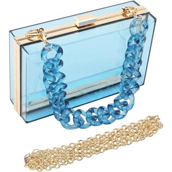 Bags | Women Acrylic Transparent Gold Star Evening Bags Purses Clutch ...